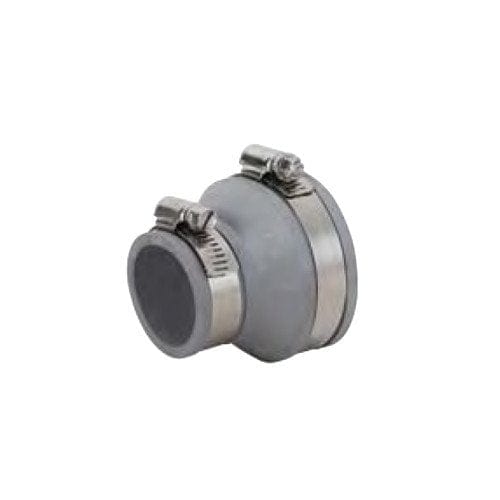 2" X 1-1/2" Flexible Rubber Trap And Drain Coupling w/ Stainless Steel ...